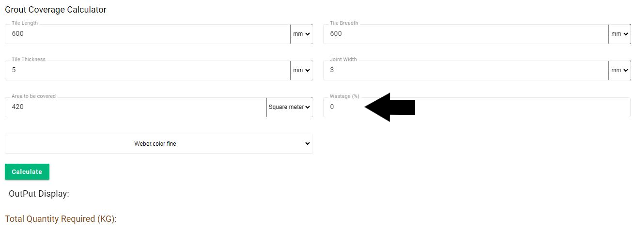 Grout Coverage Calculator