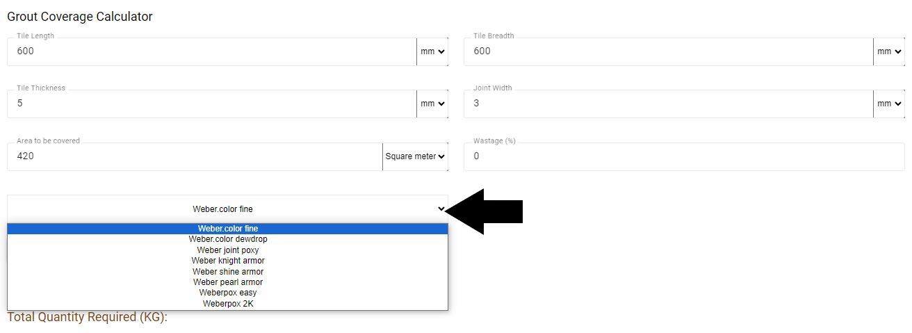 Grout Coverage Calculator