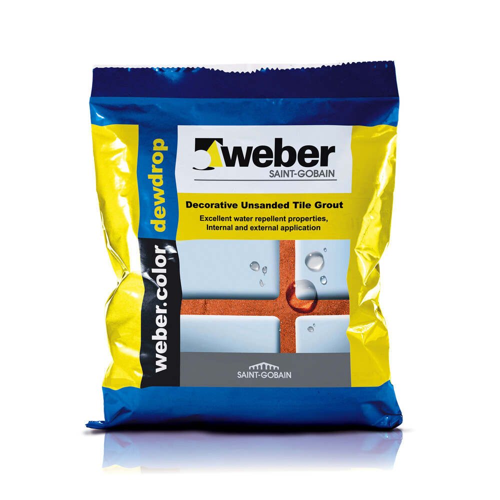 Water repellent cementitious tile grout joint filler by Saint-Gobain Weber